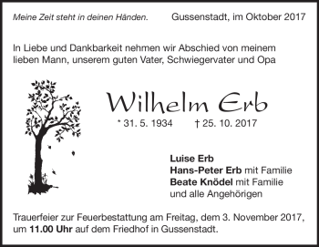 Traueranzeigen von Wilhelm Erb | trauer.hz.de