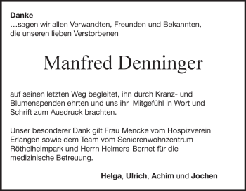 Traueranzeigen von Manfred Denninger | trauer.hz.de